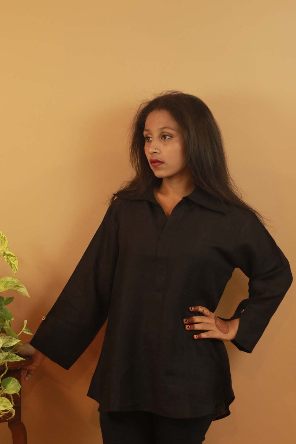 Short Linen Tunic- Black – Spoil Me Silly by Sonali